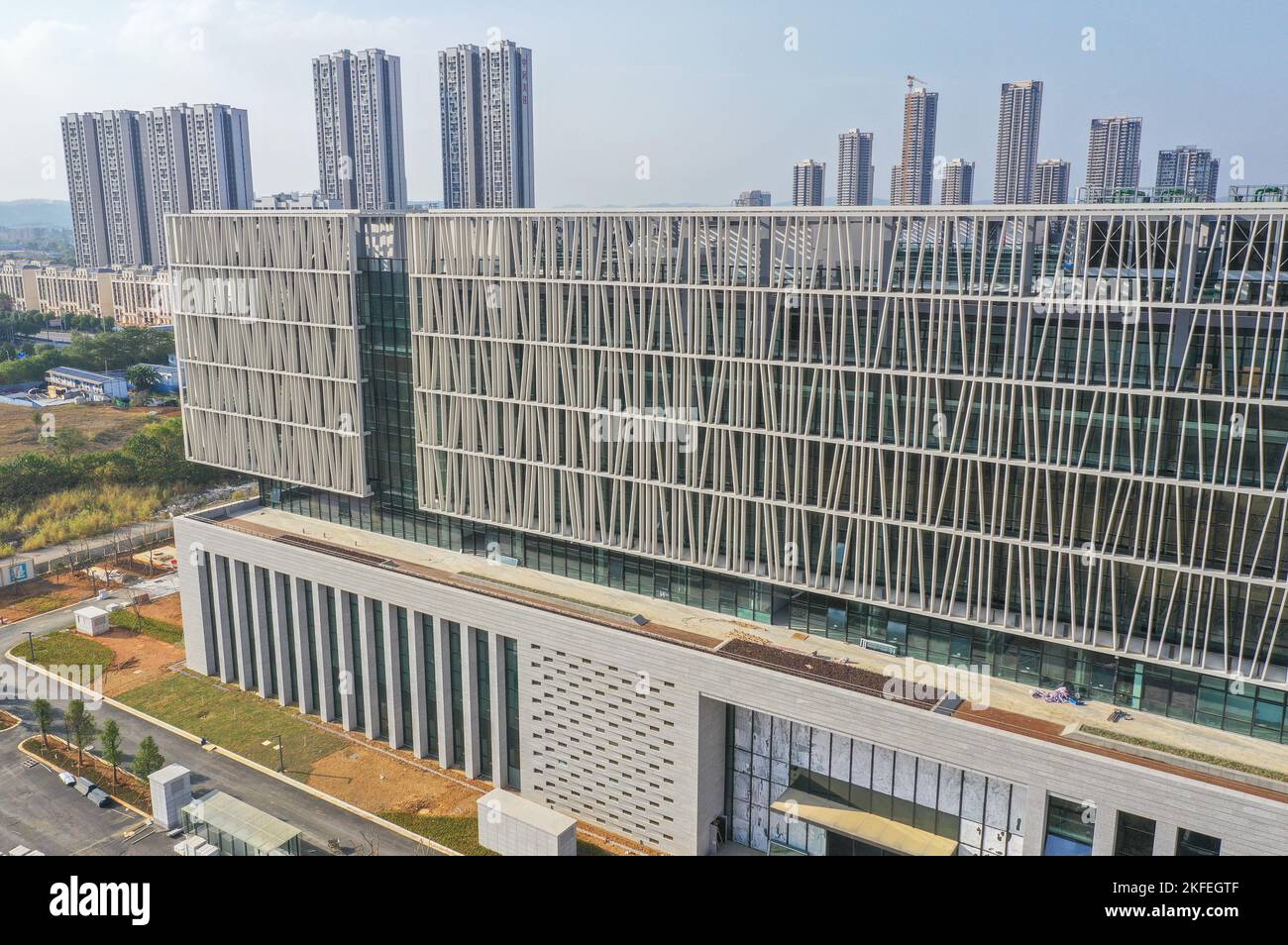 Aerial photo shows the main building of the new Liuzhou Library has ...