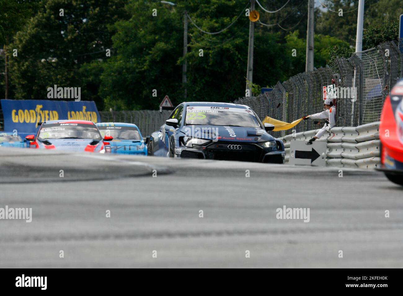 Yellow flag at "Chicane Mateus" corner. WTCR Race of Portugal 2022 ...
