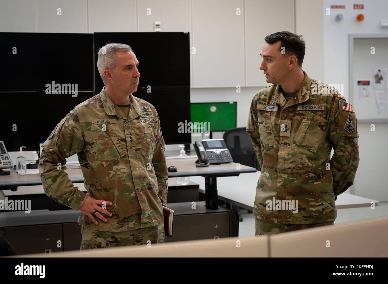Lt. Gen. Stephen N. Whiting, Space Operations Command commander, greets ...