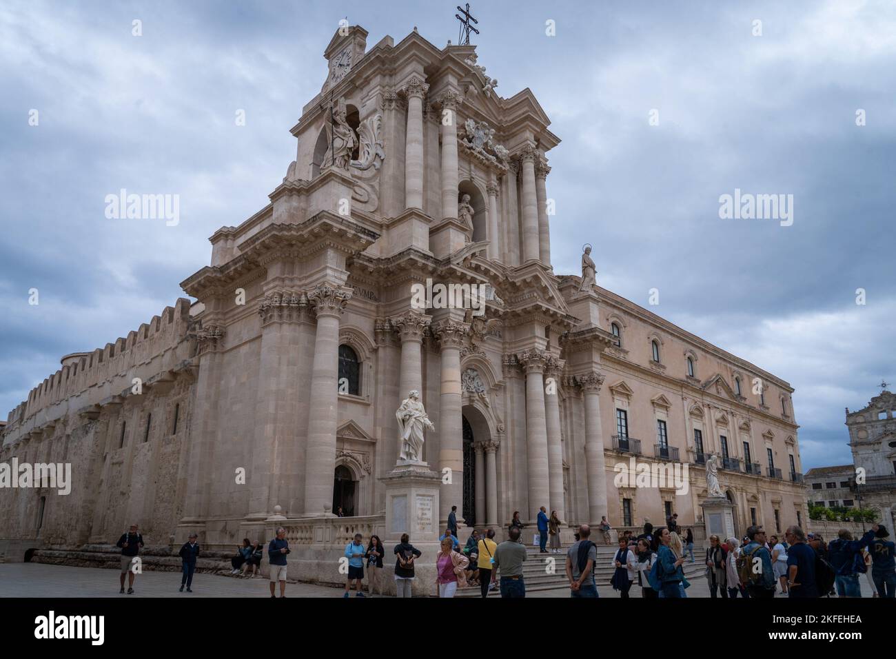 Syracuse cathedral built on top of a Greek temple. Doric columns can be ...