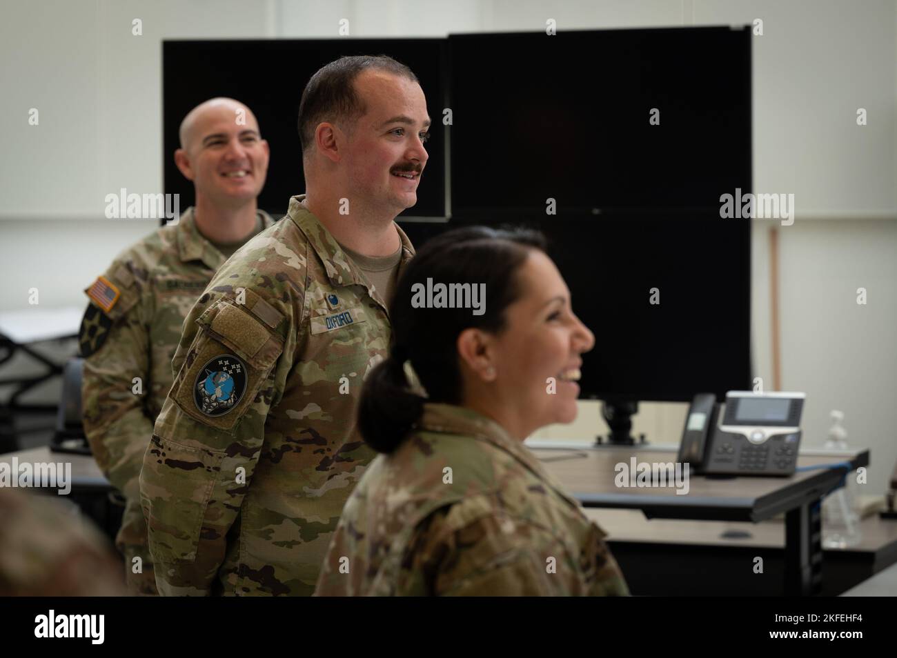 Lt. Gen. Stephen N. Whiting, Space Operations Command commander, greets ...