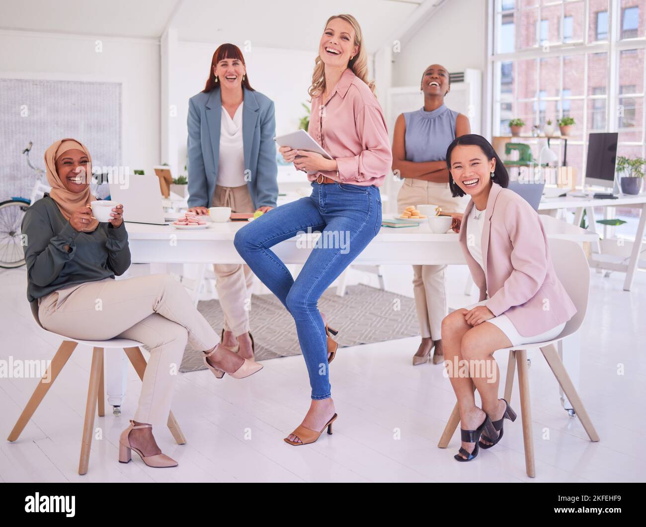 Diversity, teamwork and business women in startup meeting ...