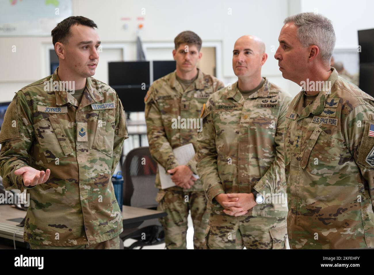 Lt. Gen. Stephen N. Whiting, Space Operations Command commander, greets ...