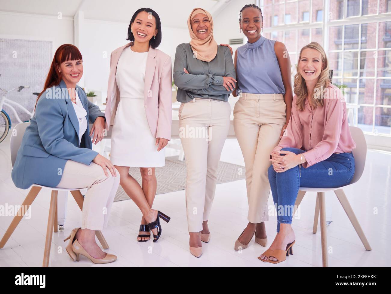 Happy Leadership Or Diversity Portrait Of Women In Motivation
