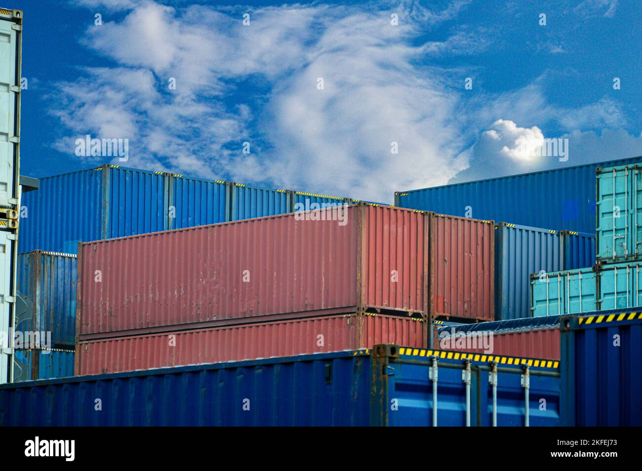 Image of large shipping containers stacked on top of each other Stock ...