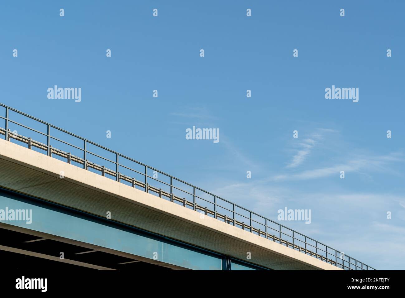 A low angle shot of the A45 stone bridge under a blue sky in Wetzlar ...