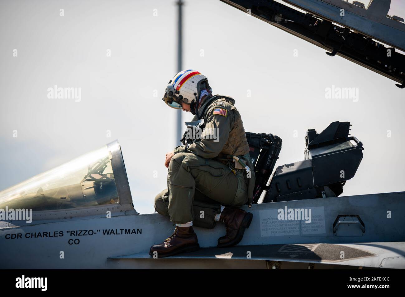 A U.S. Navy pilot with the Strike Fighter Squadron (VFA) 2, Naval Air ...
