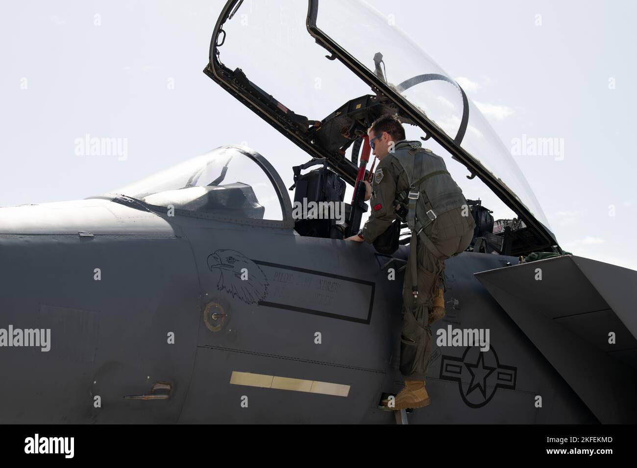 A U.S. Air Force F-15E Strike Eagle pilot assigned to the 494th Fighter ...