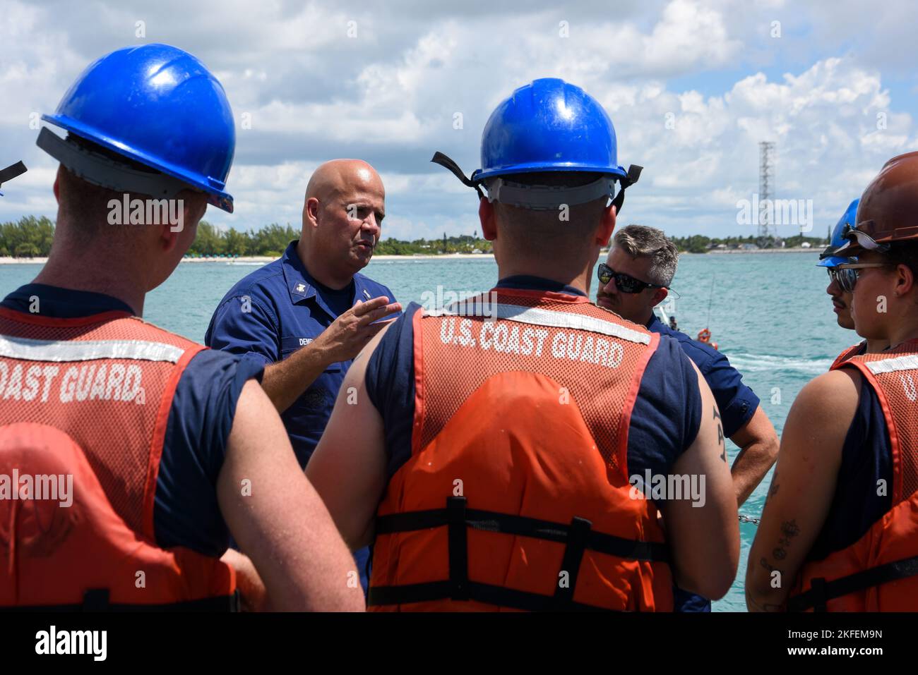 Master Chief Petty Officer Jeremy DeMello, the Coast Guard Atlantic Area command master chief ...