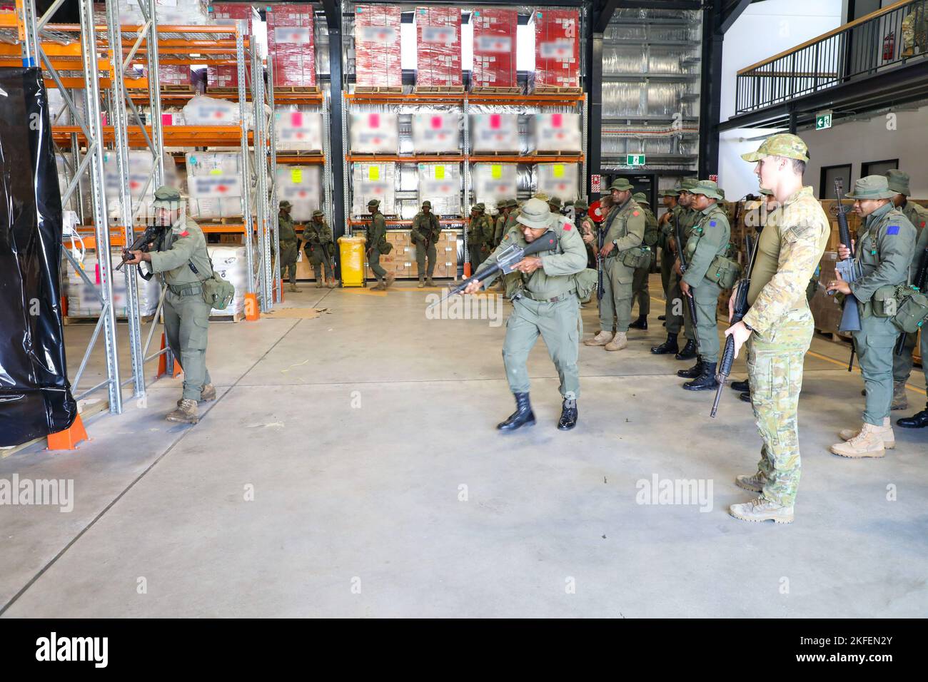 Soldiers assigned to 3rd Battalion Fiji Infantry Regiment use an ...