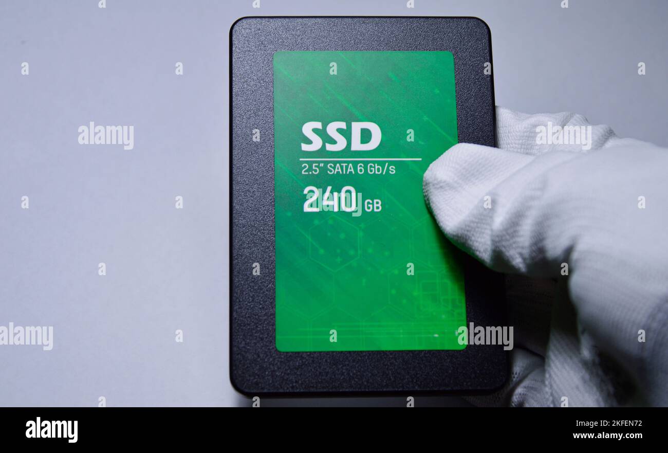 Close-up photo of 2.5" SSD hard drive, empty on white background Stock ...
