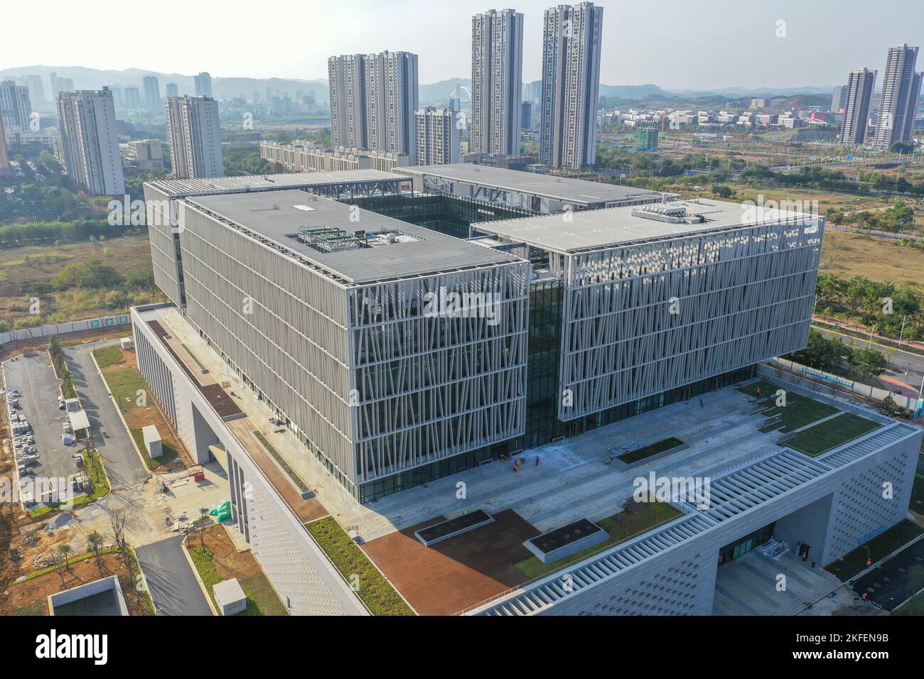 Aerial photo shows the main building of the new Liuzhou Library has ...