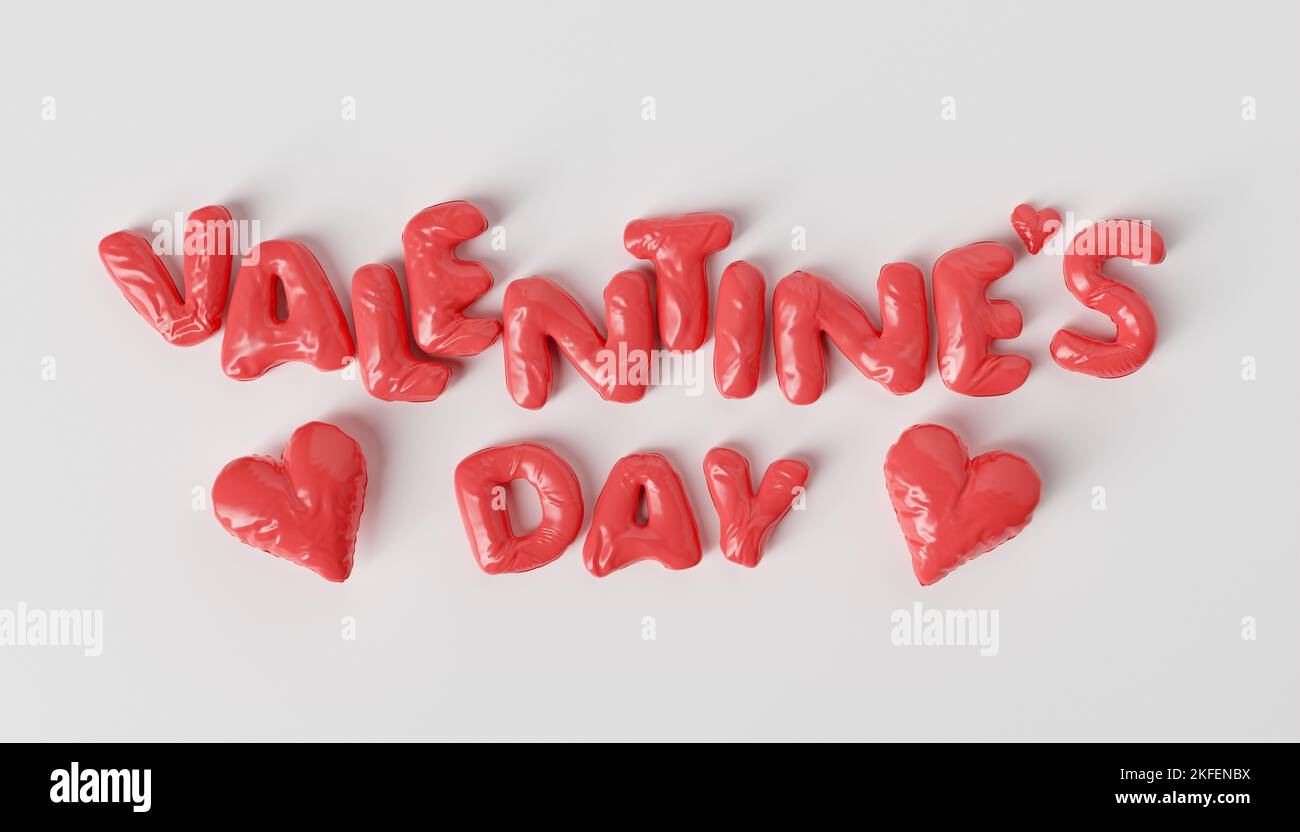 3d rendering of inflatable letters forming the words Valentine's Day in ...