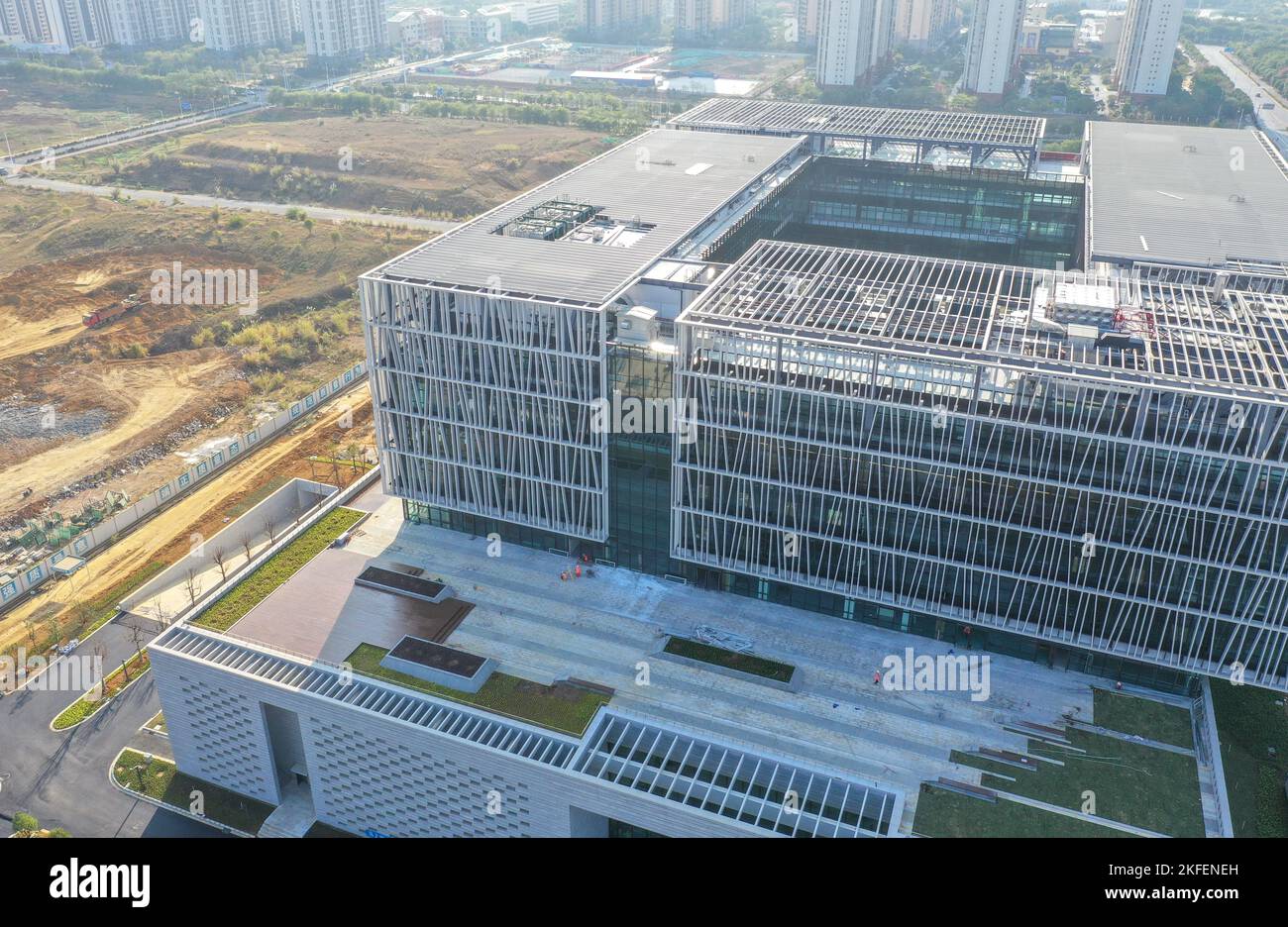 Aerial photo shows the main building of the new Liuzhou Library has ...