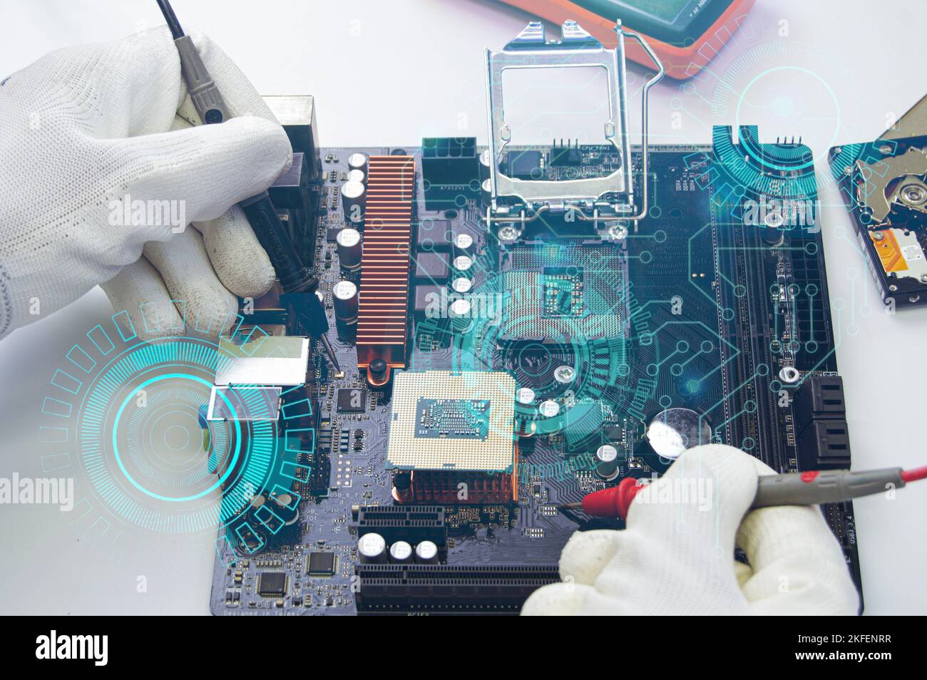 top view of motherboard, computer motherboard, artificial intelligence ...