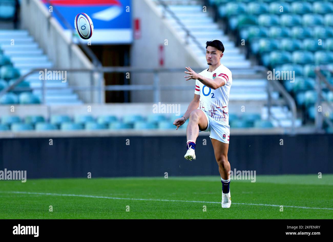 England's Marcus Smith during a training session at Twickenham Stadium ...