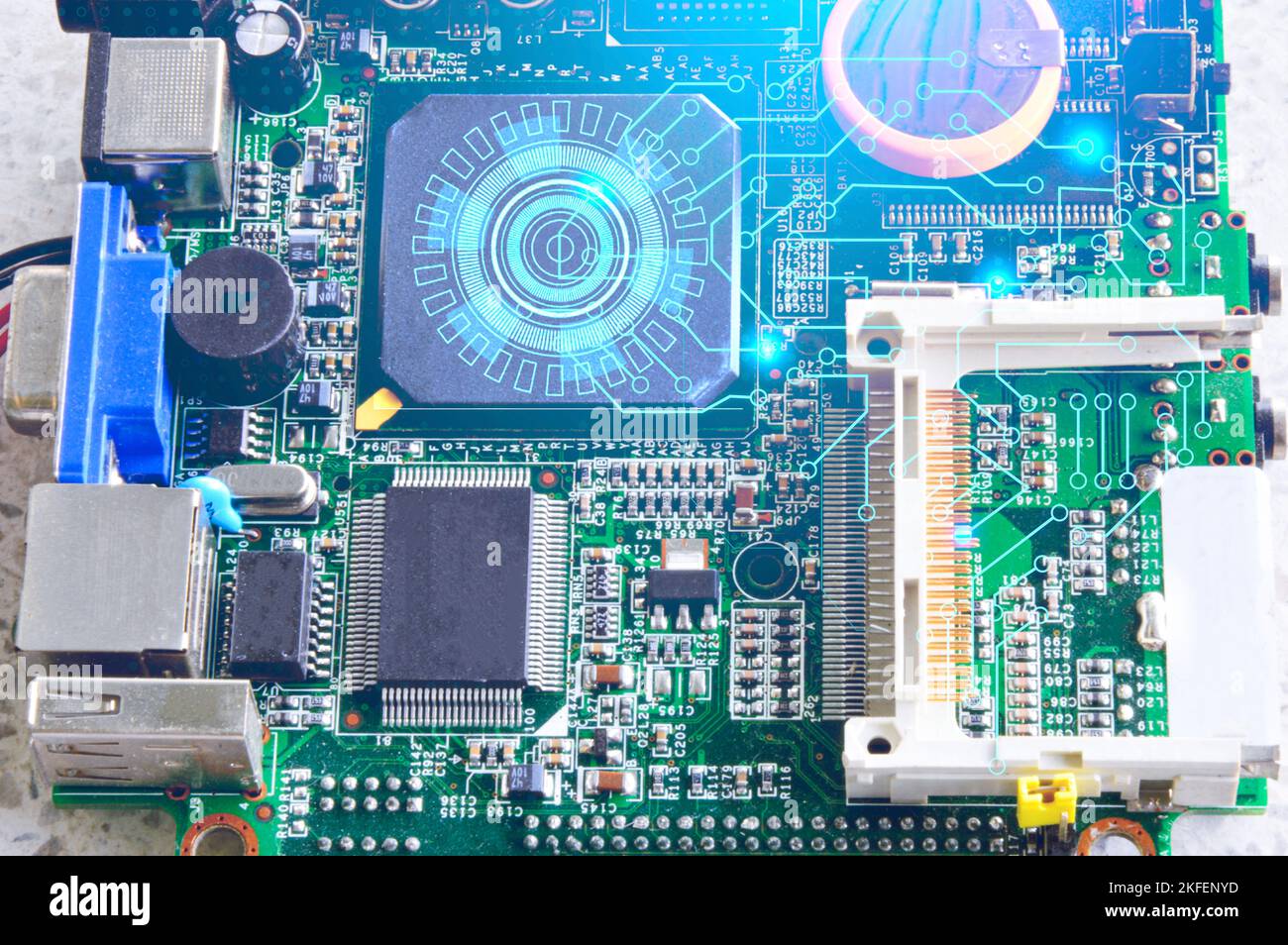 top view of motherboard, computer motherboard, artificial intelligence ...