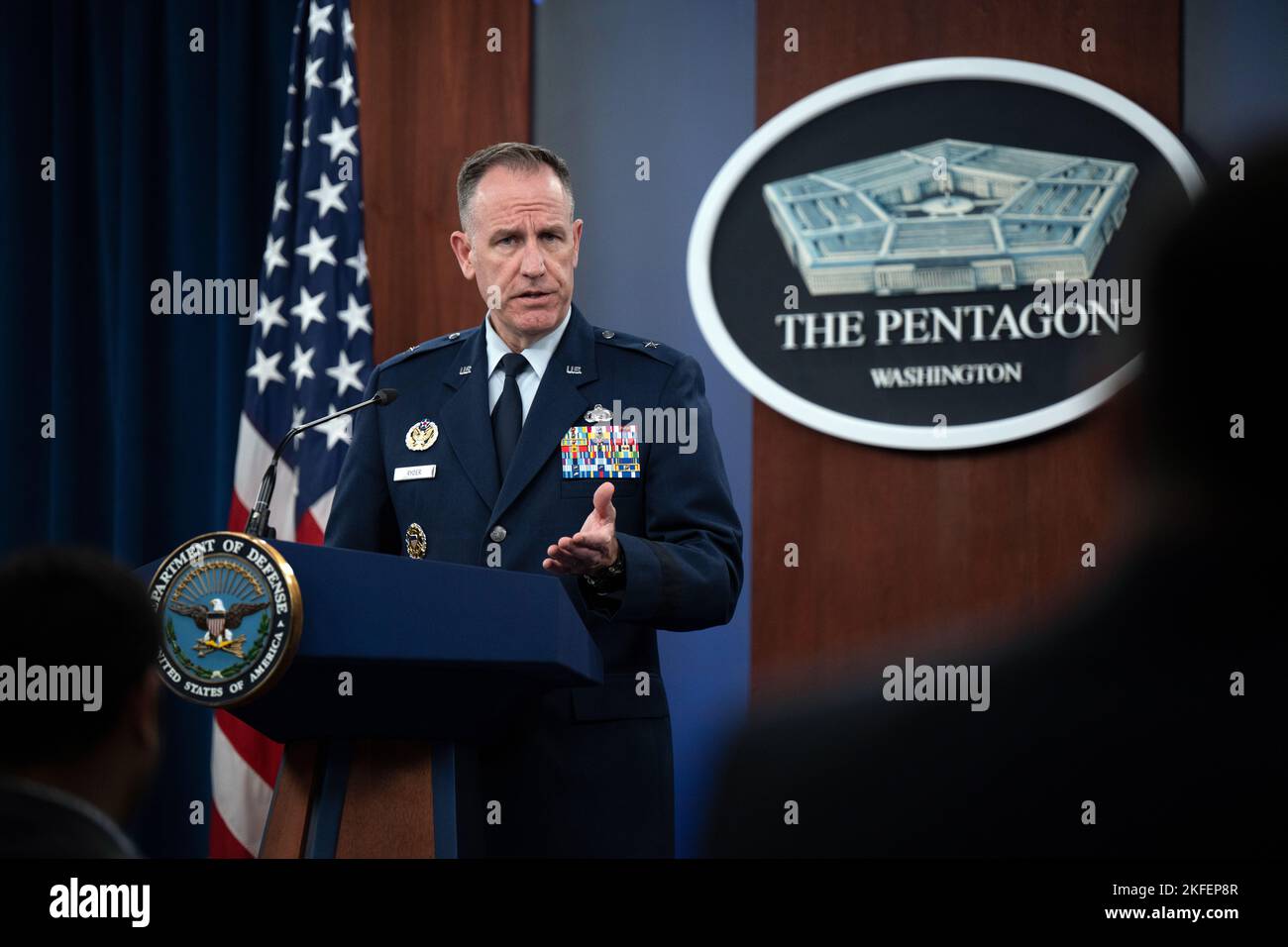 Pentagon Press Secretary Air Force Brig. Gen. Pat Ryder briefs the ...