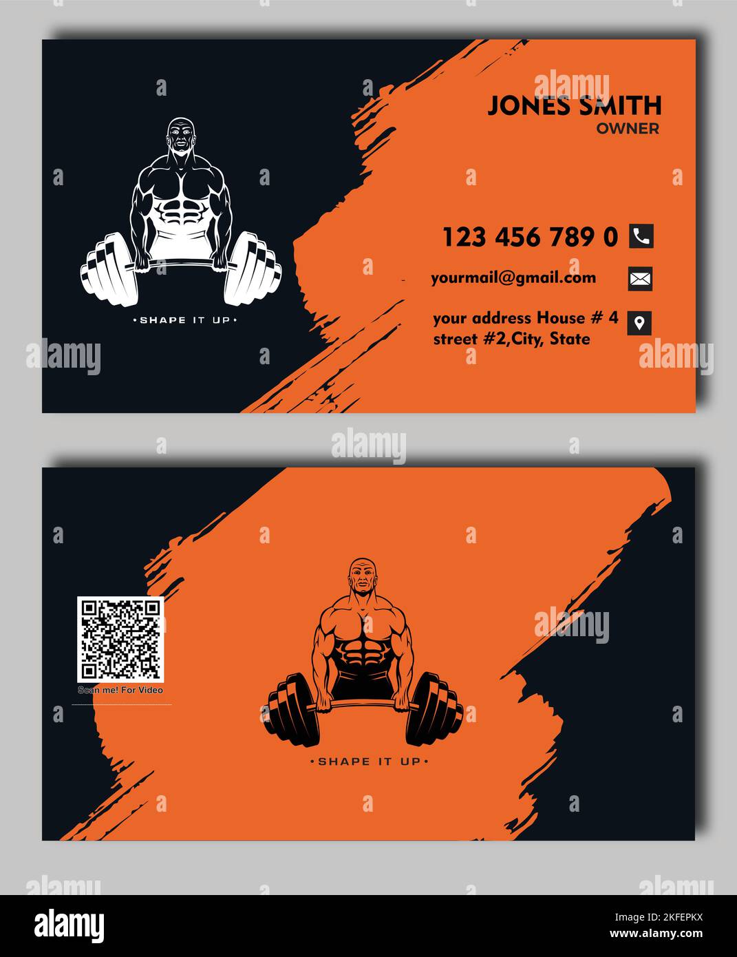 Business Gym Business Card Fully Editable Template Stock Vector Image ...