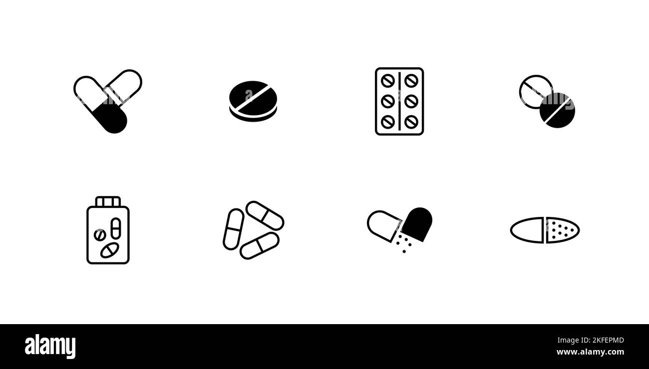 Capsule pills tablet vector Black and White Stock Photos & Images - Alamy