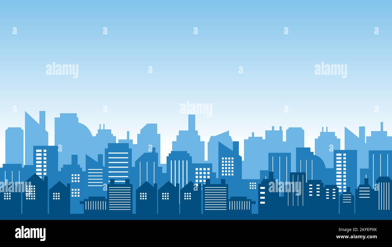 City background with many tall buildings in the morning Stock Vector ...