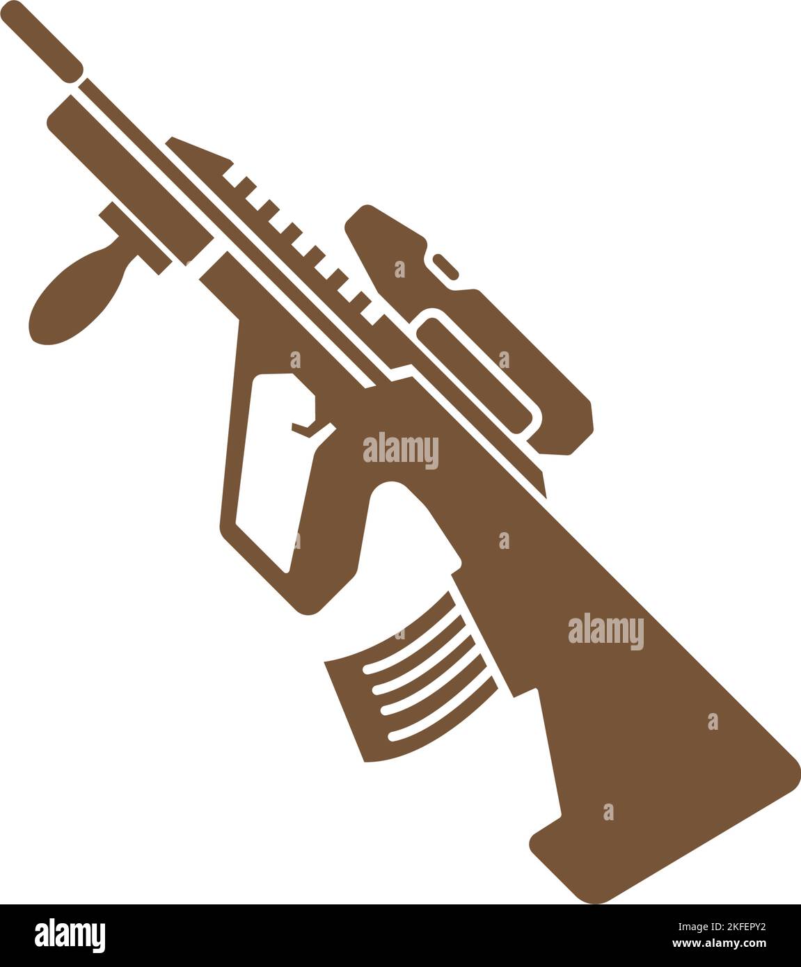 An assault riffle icon in a brown color isolated on a white background ...