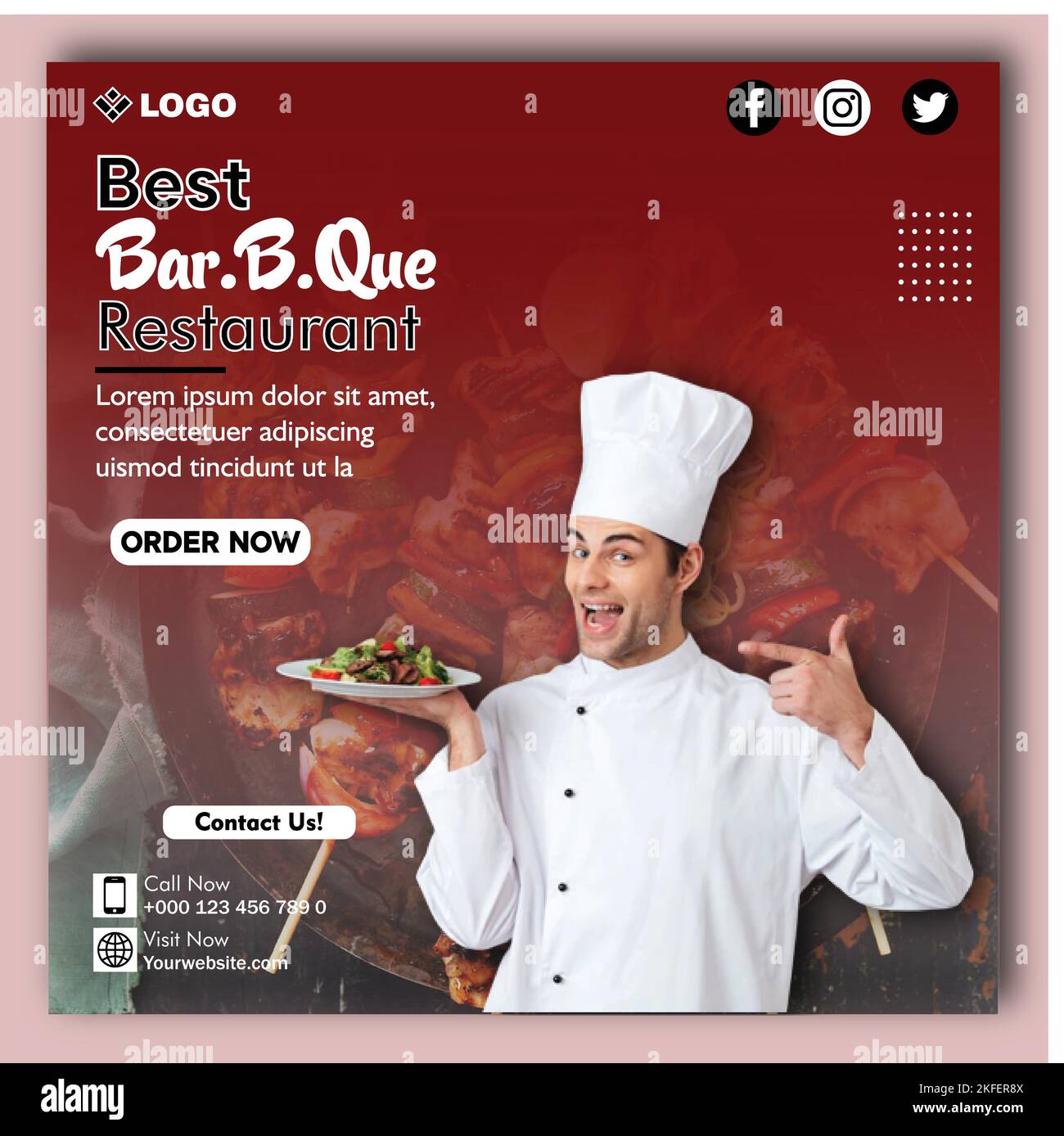 Business Corporate Social Media Post Template For Restaurant Stock ...