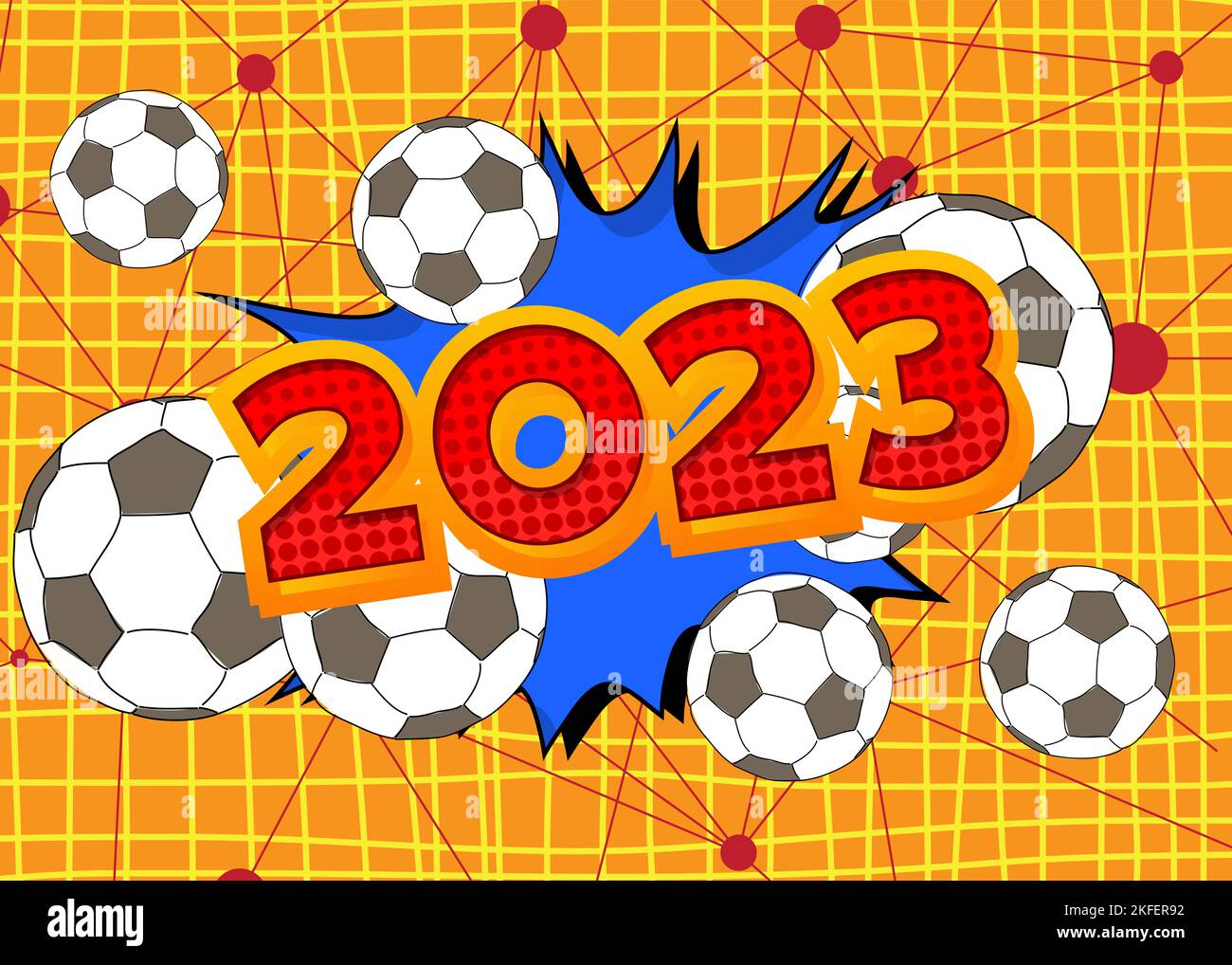 Football ball with number 2023. Cartoon sport poster Stock Vector Image ...