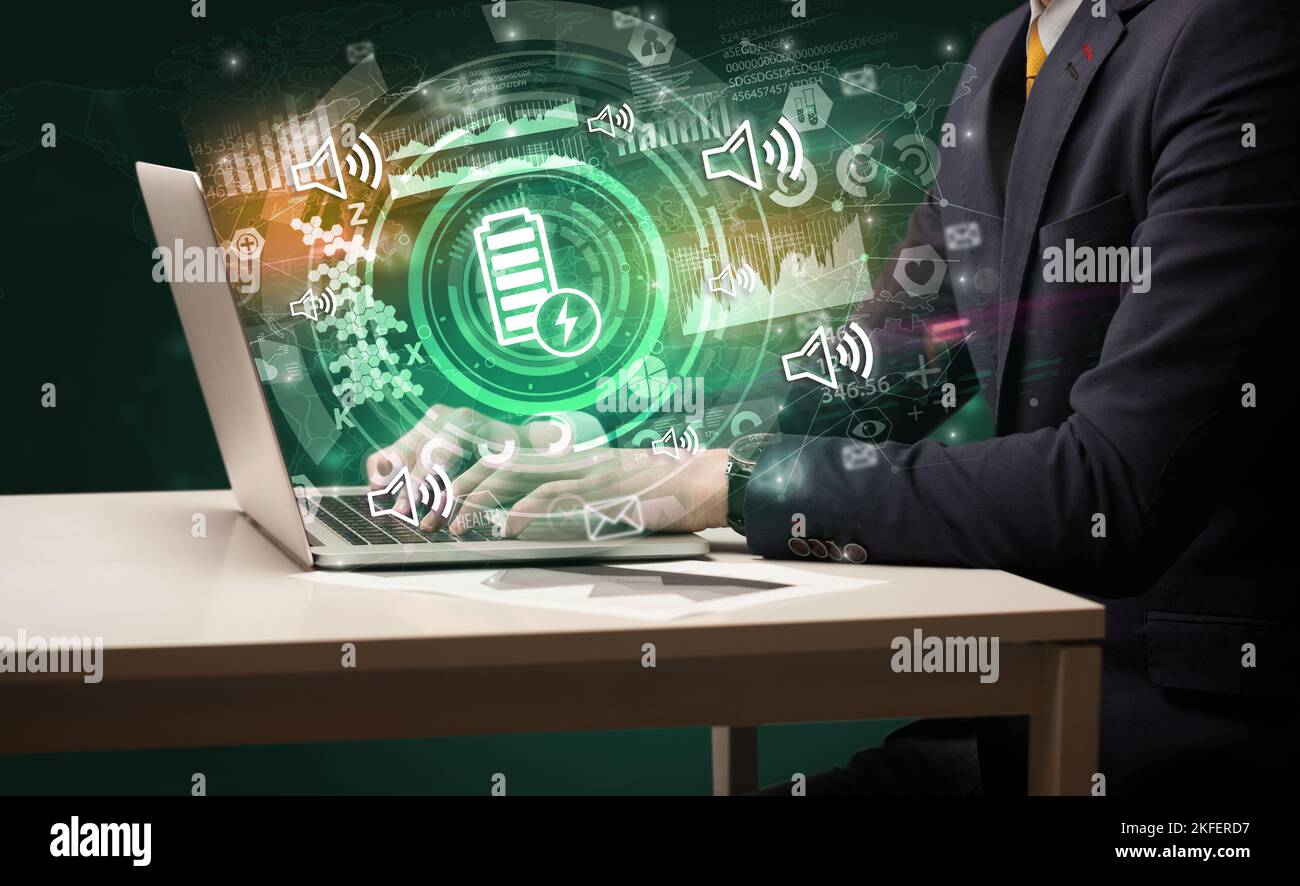 Business hand typing on a modern laptop Stock Photo - Alamy