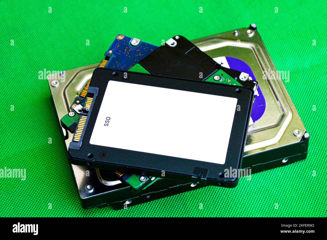 SSD is a hard disk that is more popular to use. old hard disk Stock ...