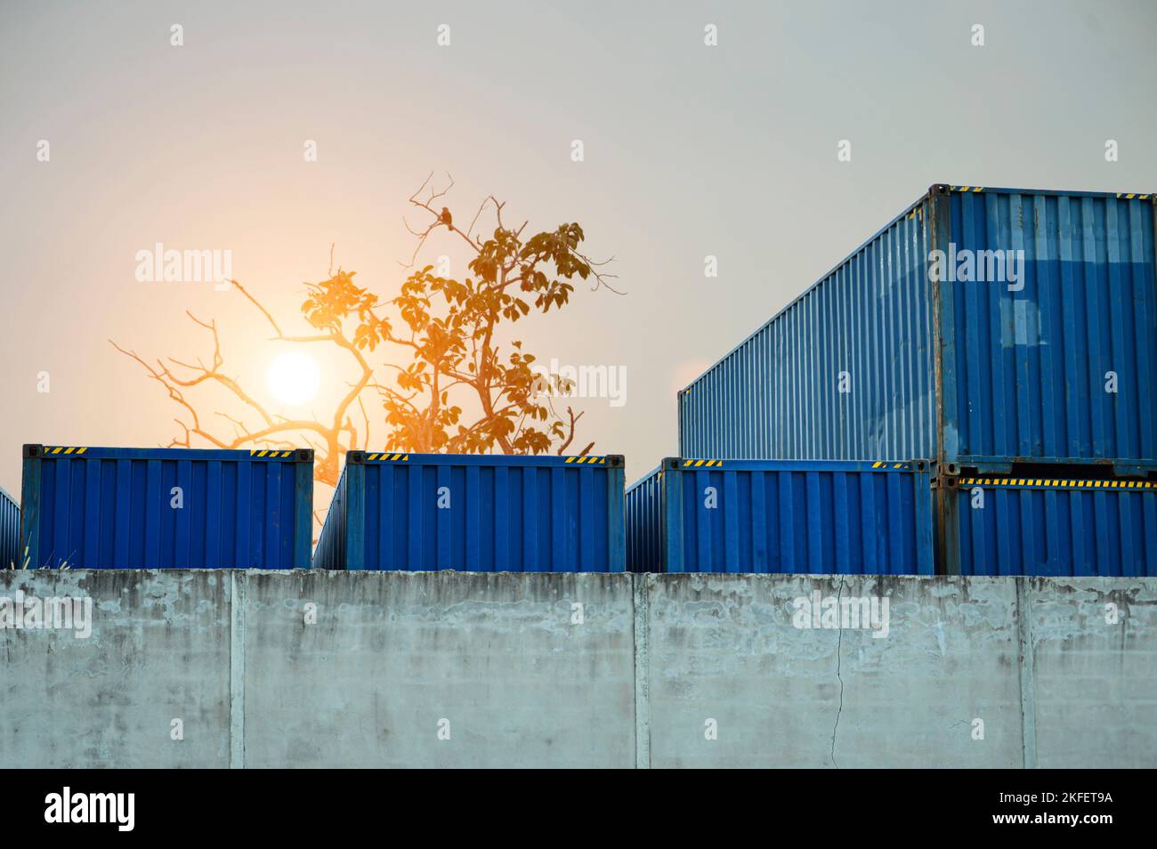 large container image with blue Stock Photo - Alamy