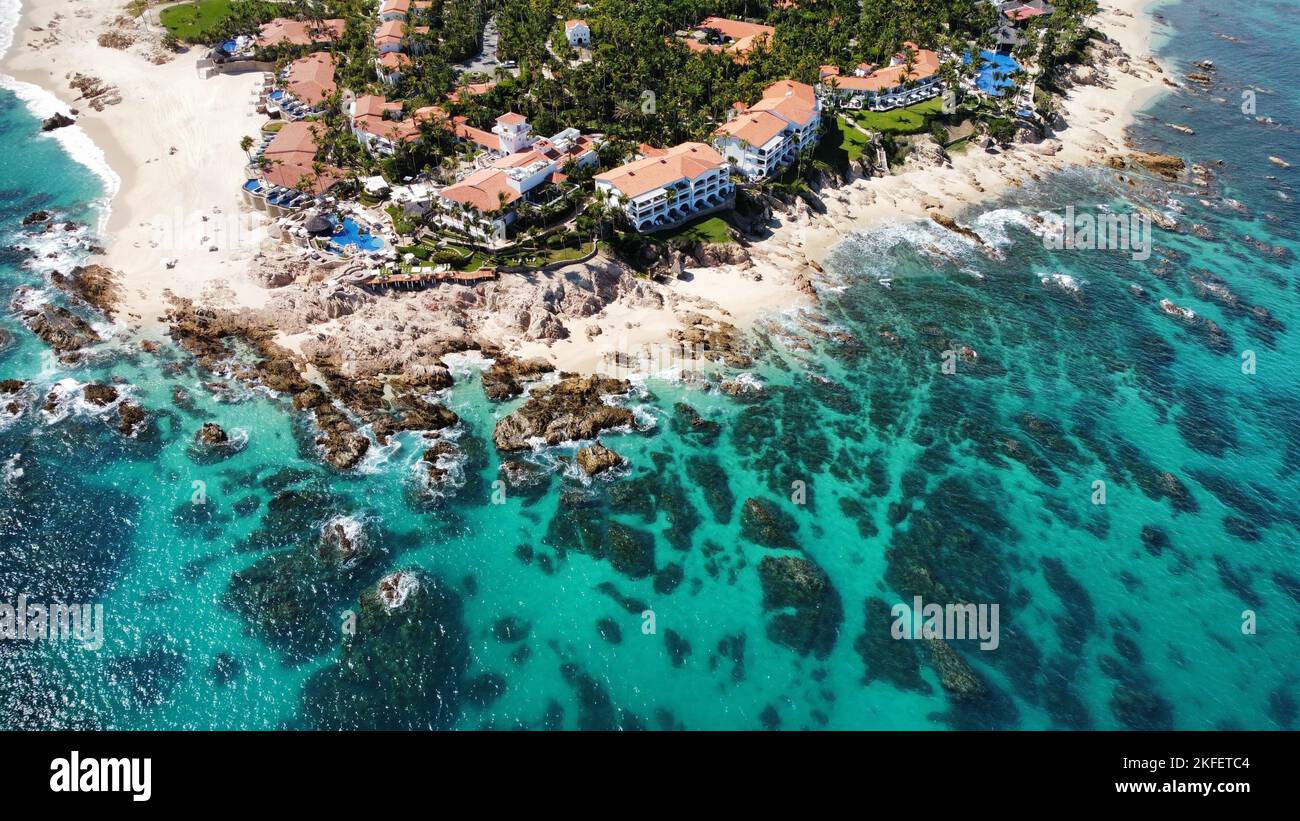 An aerial view of coastal houses at Cabo beach, Mexico Stock Photo - Alamy