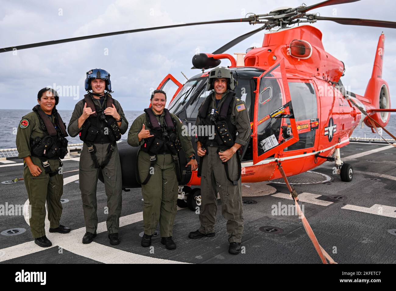 A flight crew from U.S. Coast Guard Air Station Barbers Point pose for ...