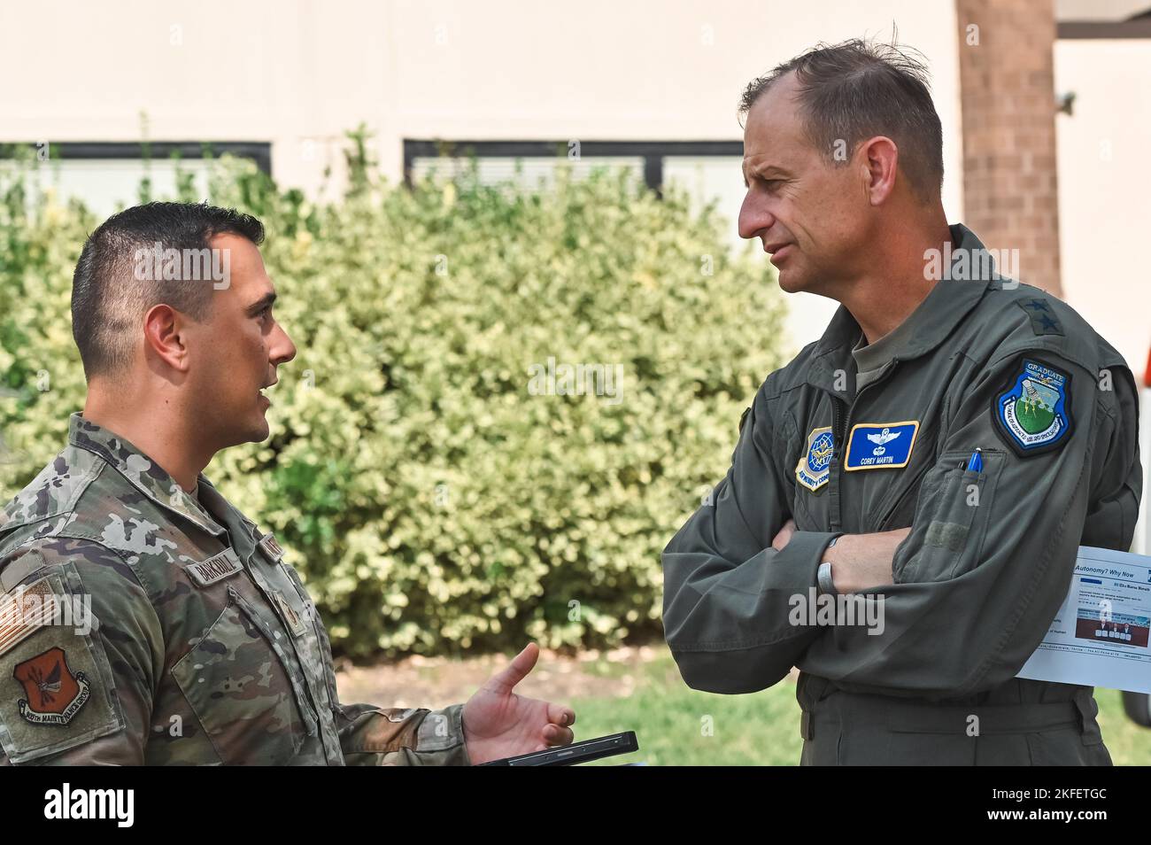 U.S. Air Force Maj. Gen. Corey Martin, 18th Air Force commander, speaks ...