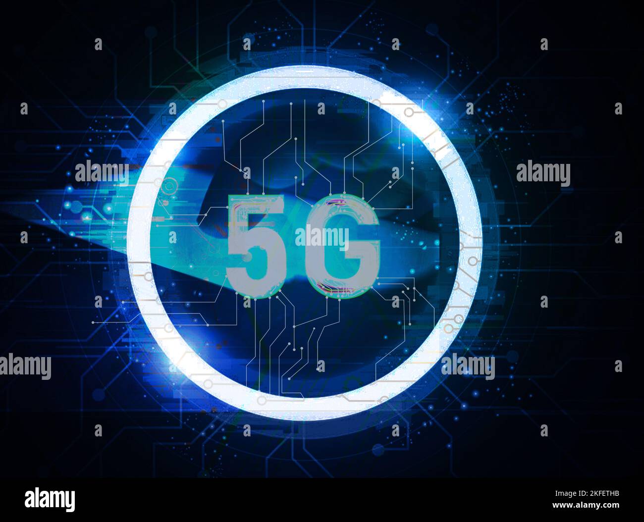 The concept conveys the communication technology of the 5th generation ...