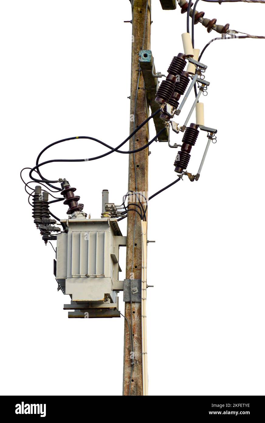 Transformer Most are mounted on poles.(with clipping path Stock Photo ...