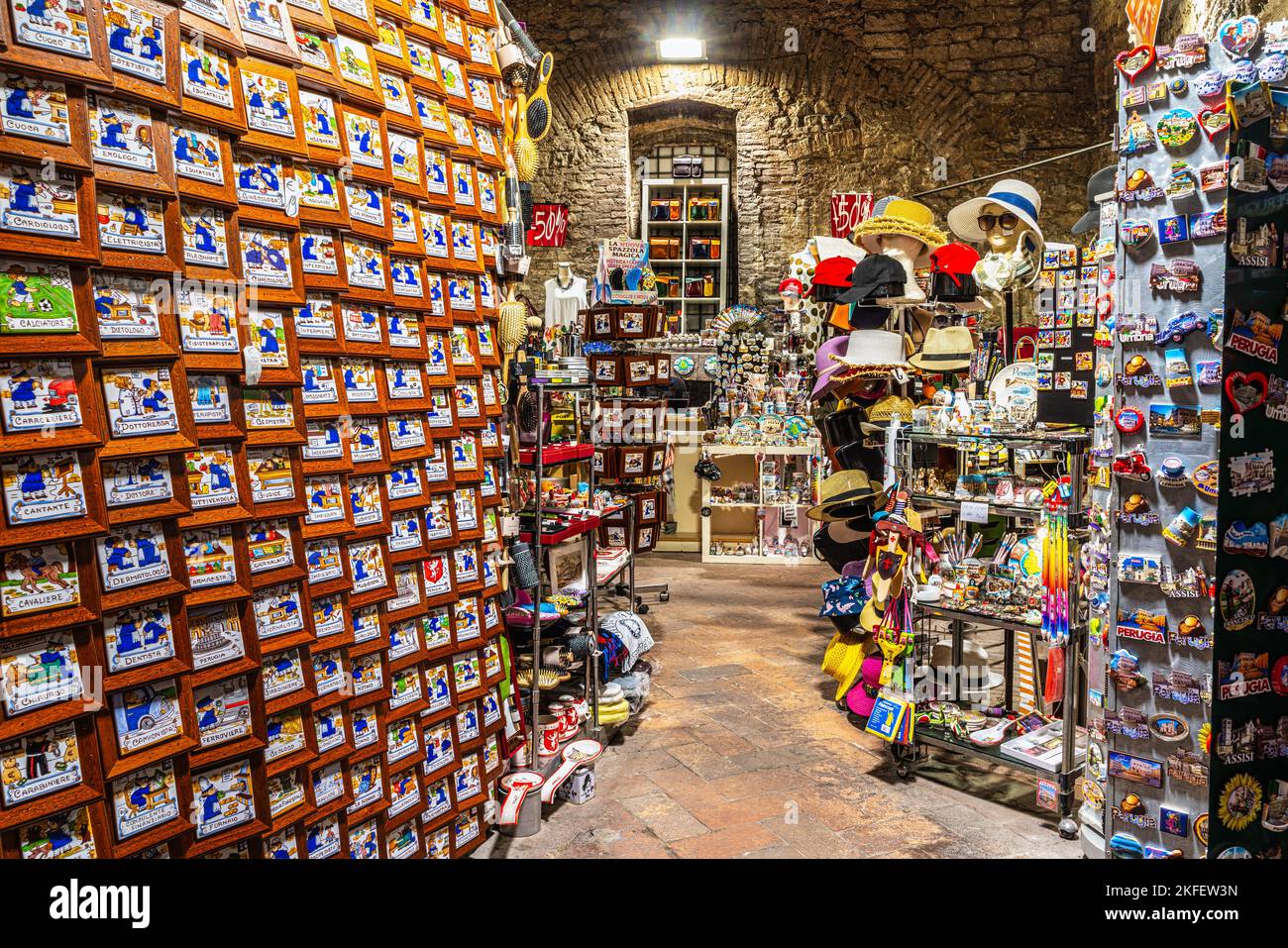 souvenir shop in the underground rooms of the Rocca Paolina in Perugia ...