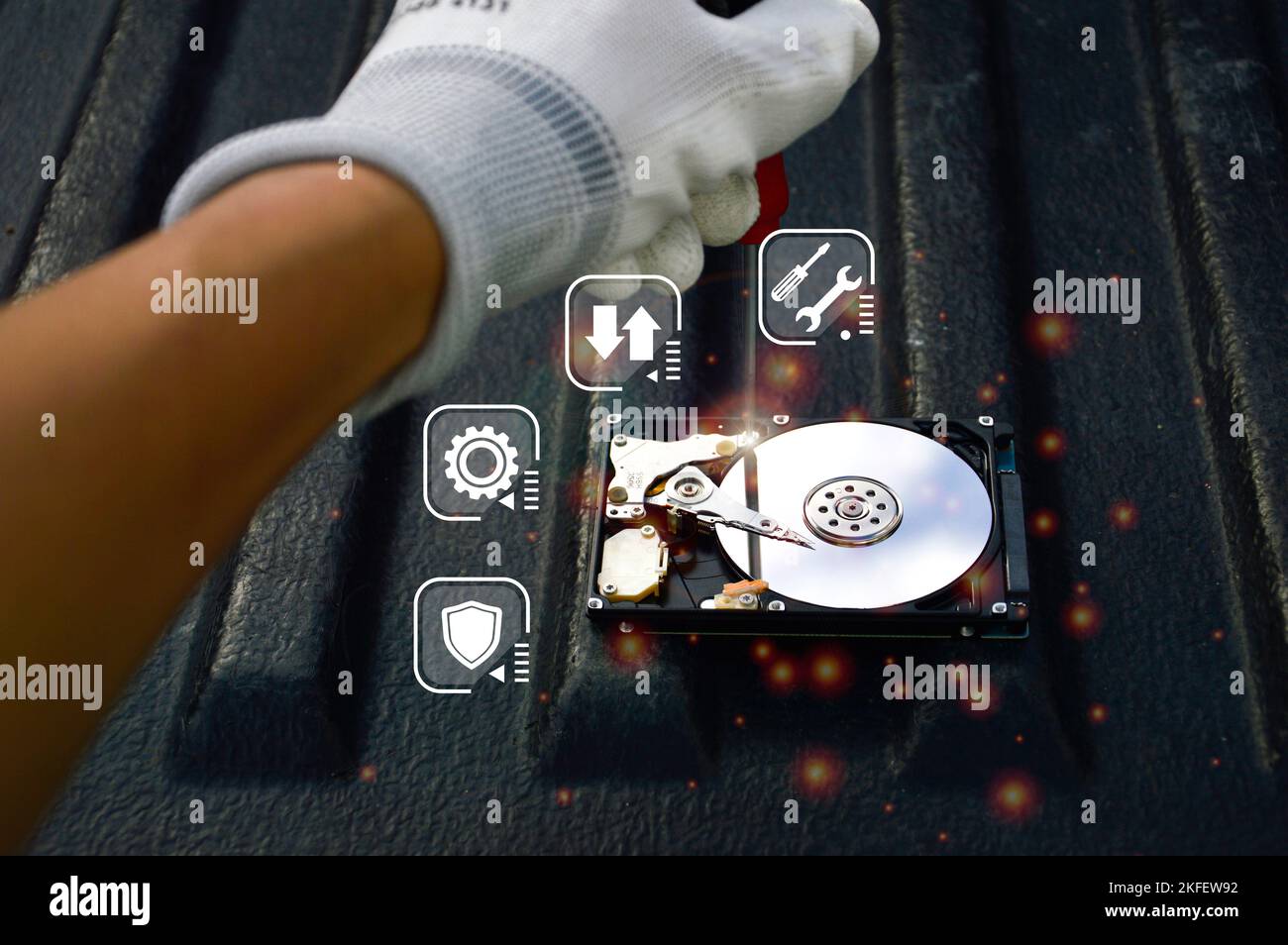 Hard drive is an important storage device, concept of data protection ...