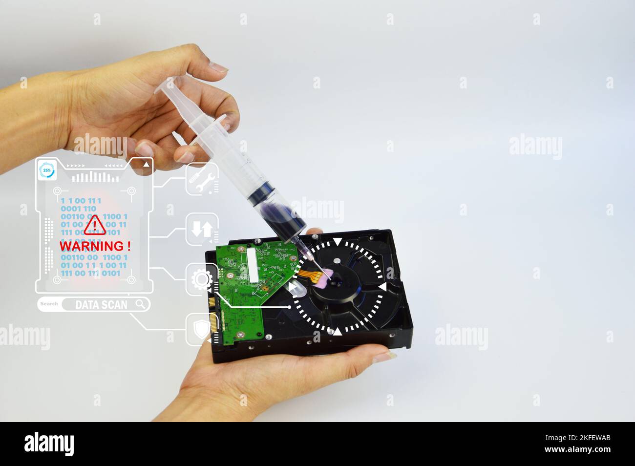 Concept When computer data is infected with a virus, it can be ...