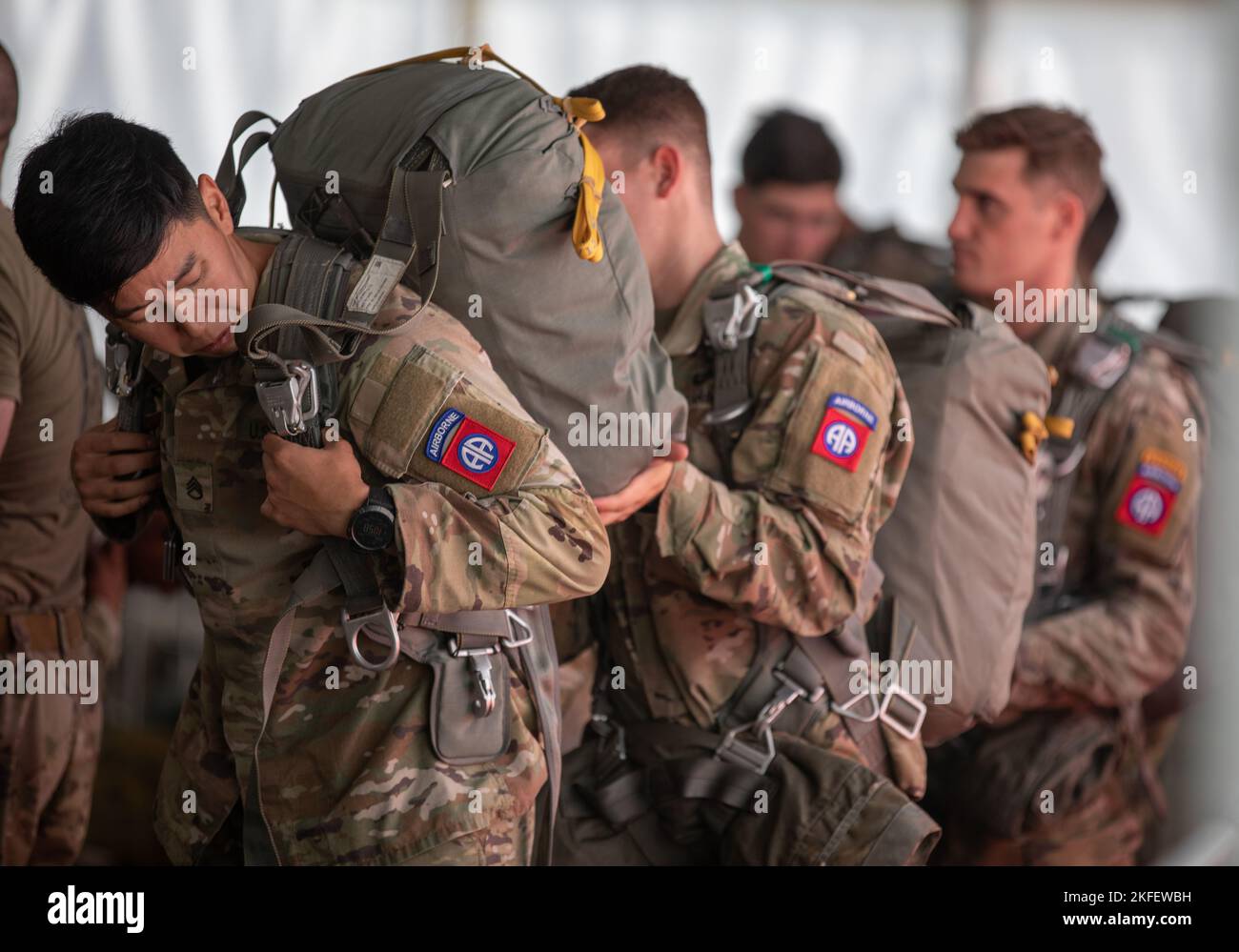 A group of U.S. Army Paratroopers, assigned to the 82nd Airborne ...