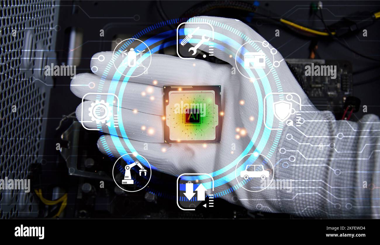 Concept, CPU, AI is used to control everything around, using artificial intelligence Stock Photo ...