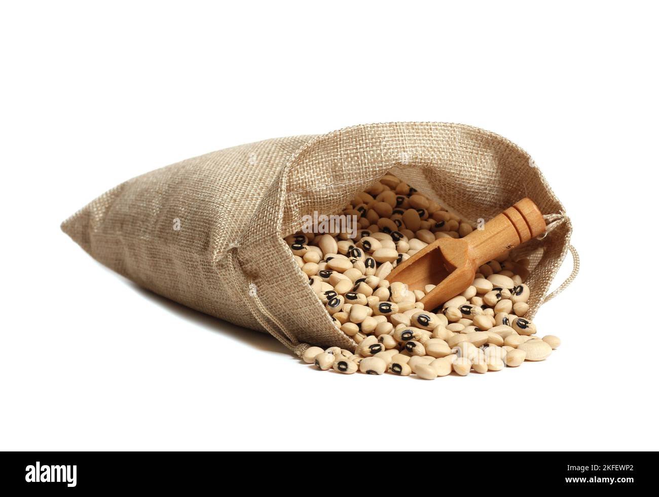 Black Eye Peas in Burlap Sack Isolated on White Background Stock Photo ...
