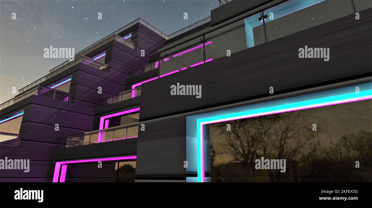 The author's design of multi-colored illumination of the exterior of a ...