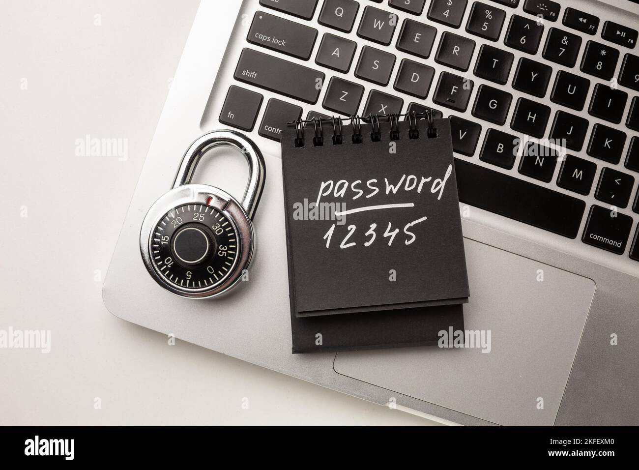 Code-locked padlock on the laptop computer. internet security and ...