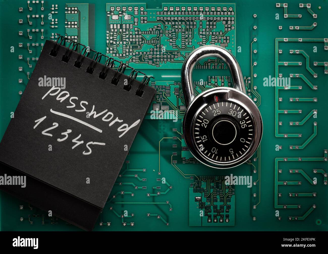 Strong Steel Coded Lock On Circuit Board It Security Policies