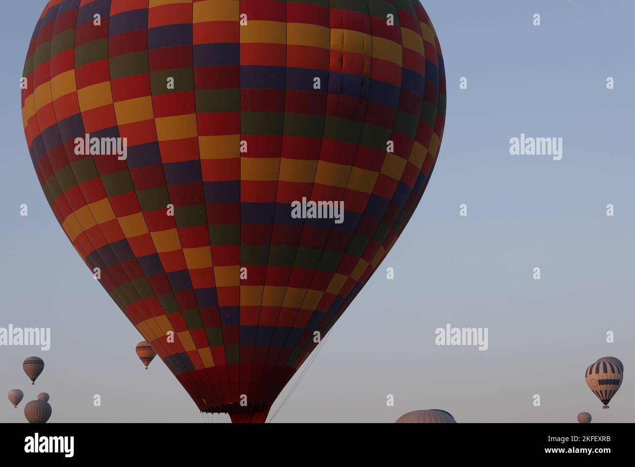 Hot air balloon flies above hi-res stock photography and images - Alamy