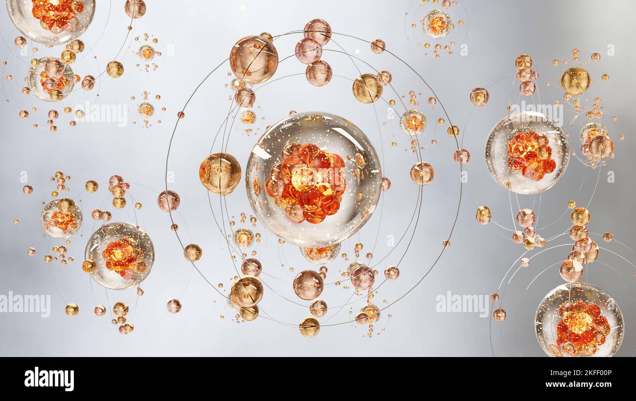 Cosmetic Essence oil Liquid drop with molecule, Atomic structure ...