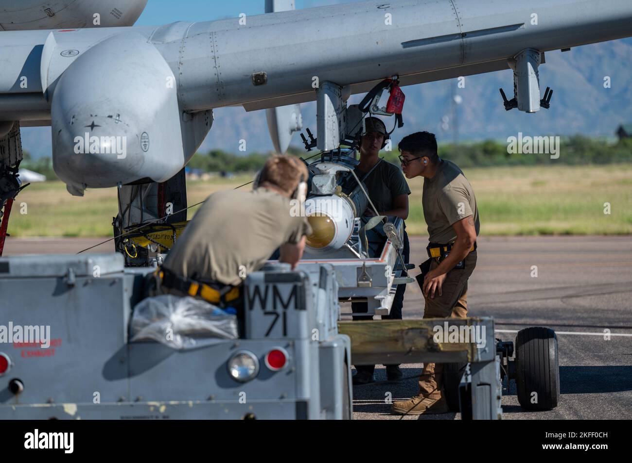 A 357th Fighter Generation Squadron weapons load crew team prepares an ...