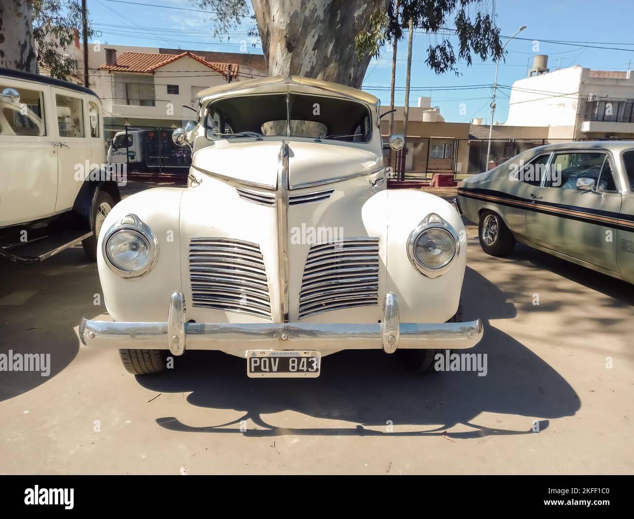 Lanus, Argentina - Sept 24, 2022: Old white 1940 Plymouth four door ...