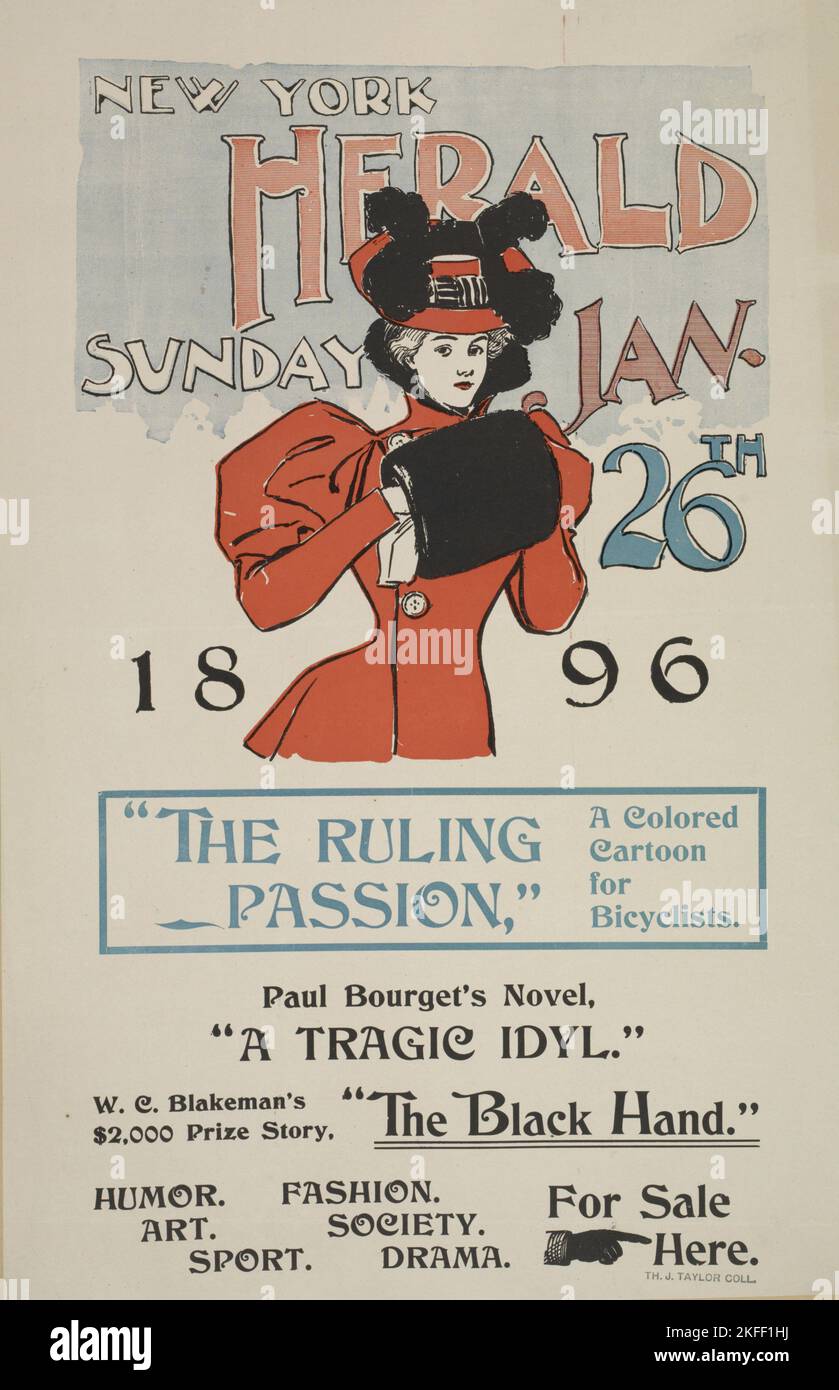 New York herald. Sunday Jan 26th 1896, c1893 - 1897 Stock Photo - Alamy